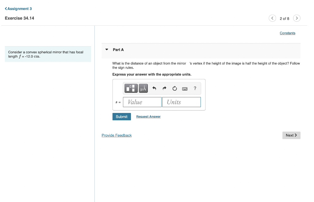 Solved Constants Part A Consider a convex spherical mirror | Chegg.com