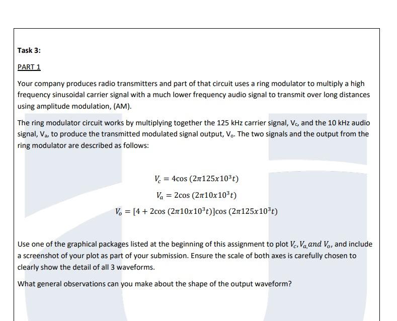 Solved Task 3: PART 1 Your company produces radio | Chegg.com