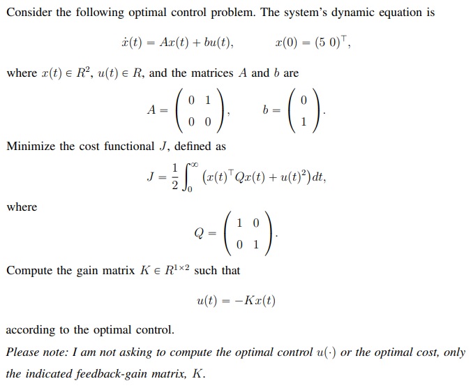 Solved Consider the following optimal control problem. The | Chegg.com