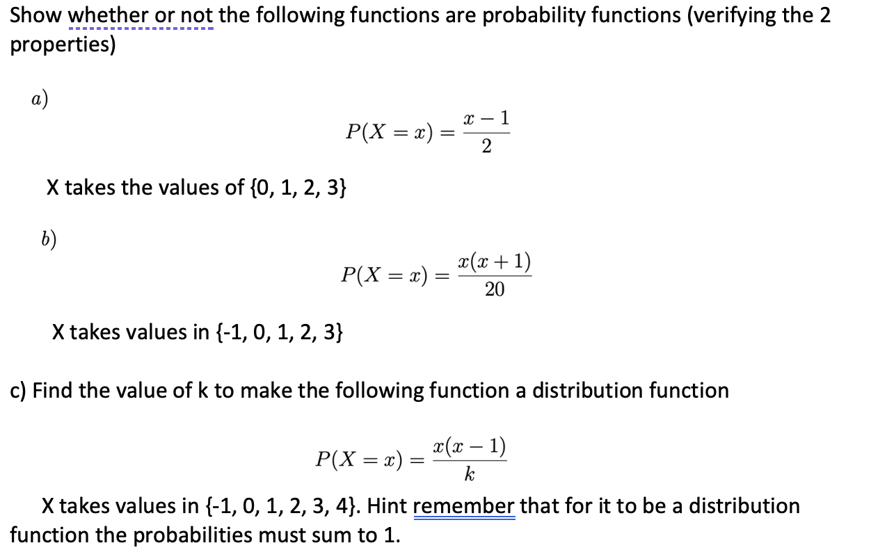 Solved Show whether or not the following functions are | Chegg.com