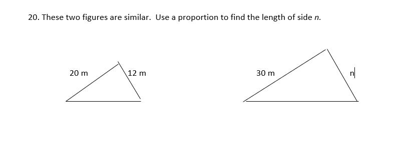 Solved 20. These two figures are similar. Use a proportion | Chegg.com
