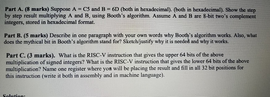 Solved Part A. (8 marks) Suppose A C5 and B- 6D (both in | Chegg.com