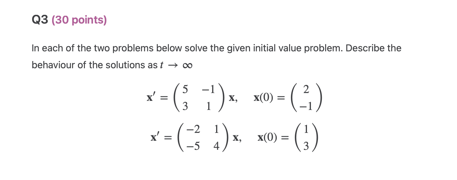 Solved In each of the two problems below solve the given | Chegg.com