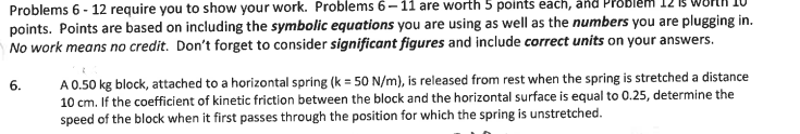 Solved Problems 6 - 12 require you to show your work. | Chegg.com