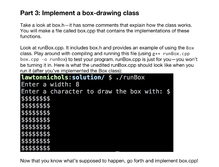 Part 3: Implement a box-drawing class Take a look at | Chegg.com