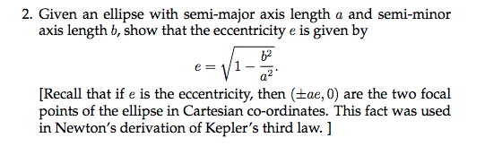 Solved 2. Given an ellipse with semi-major axis length a and | Chegg.com