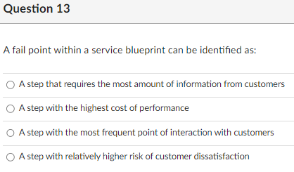 Solved A fail point within a service blueprint can be | Chegg.com