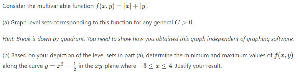 Solved Consider the multivariable function | Chegg.com