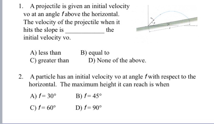 Solved A projectile is given an initial velocity vo at an | Chegg.com