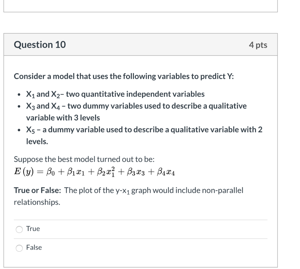 Solved Question 10 4 Pts Consider A Model That Uses The