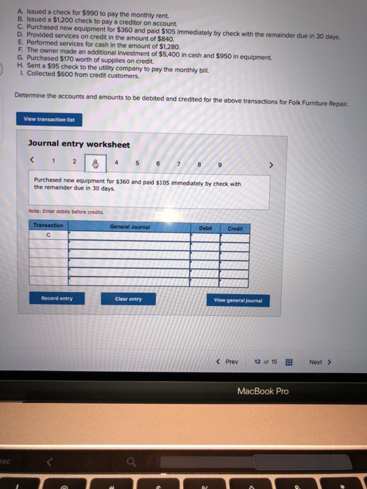 Solved A. Issued a check for $990 to pay the monthly rent | Chegg.com