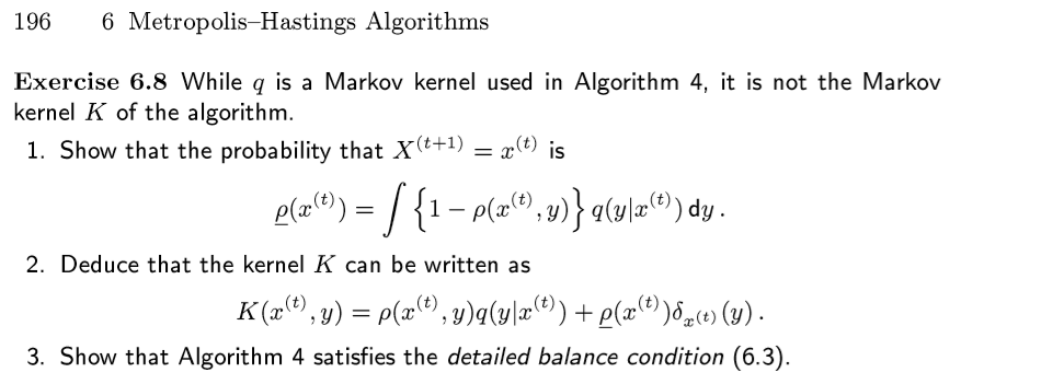1966 Metropolis-Hastings Algorithms Exercise 6.8 | Chegg.com