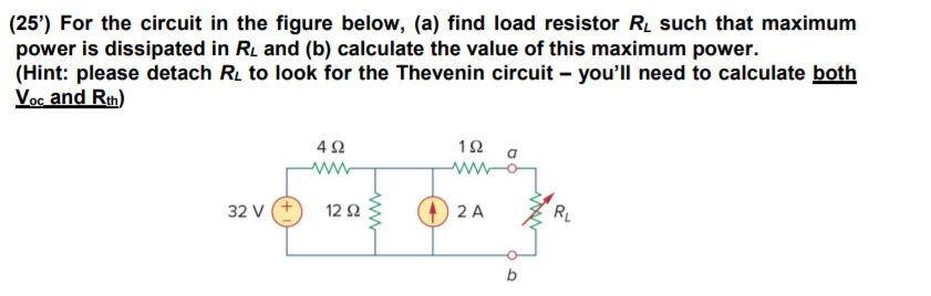 Solved (25") For the circuit in the figure below, (a) find | Chegg.com