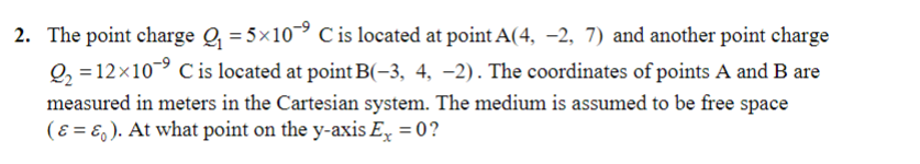 Solved The point charge Q1=5×10-9C ﻿is located at point | Chegg.com