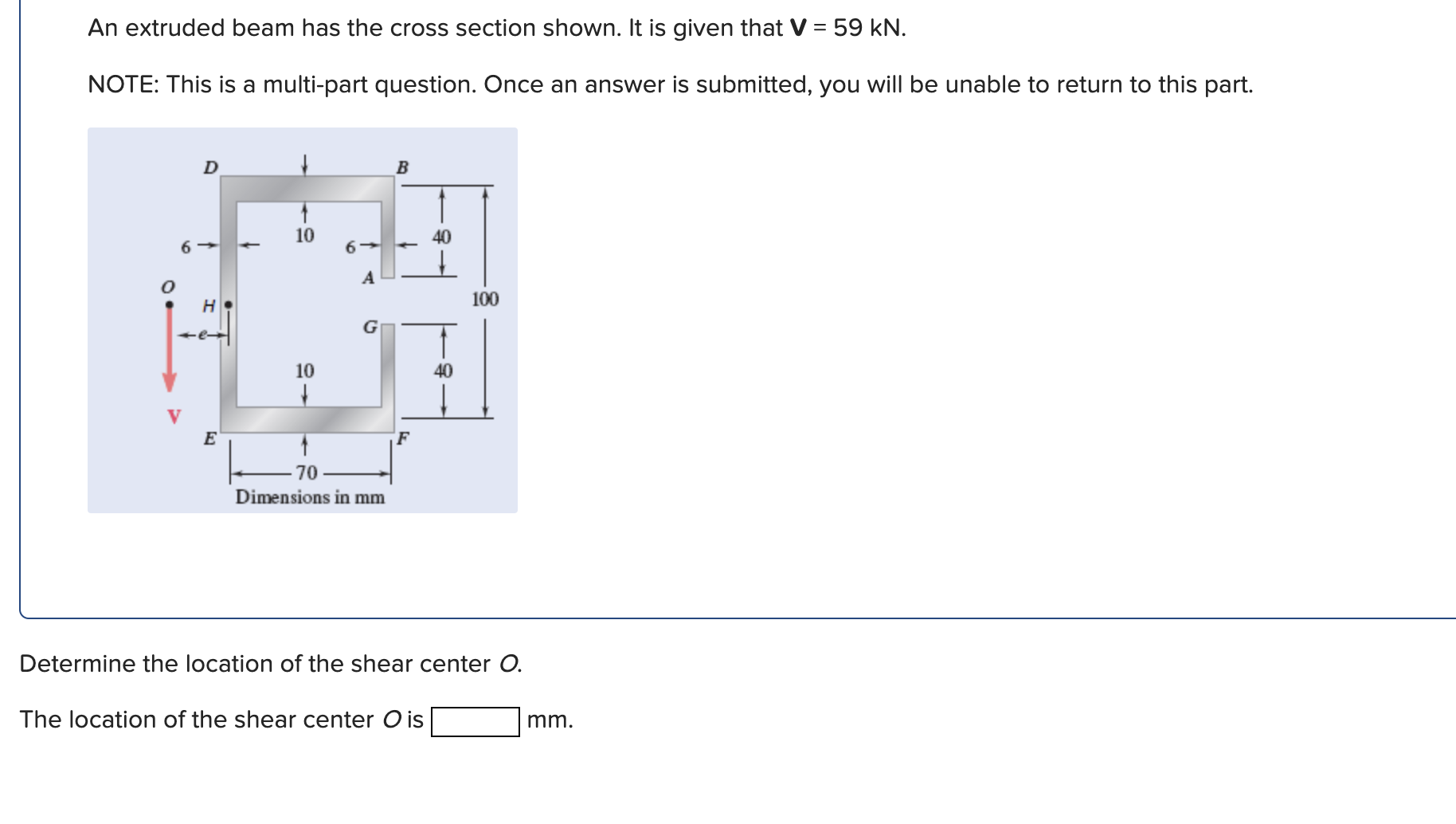 Solved An extruded beam has the cross section shown. It is | Chegg.com