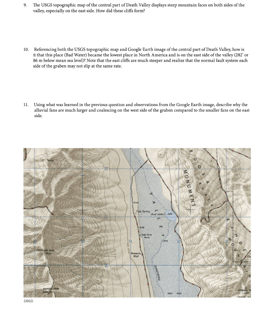 Solved 9. The USGS topographic map of the central part of | Chegg.com