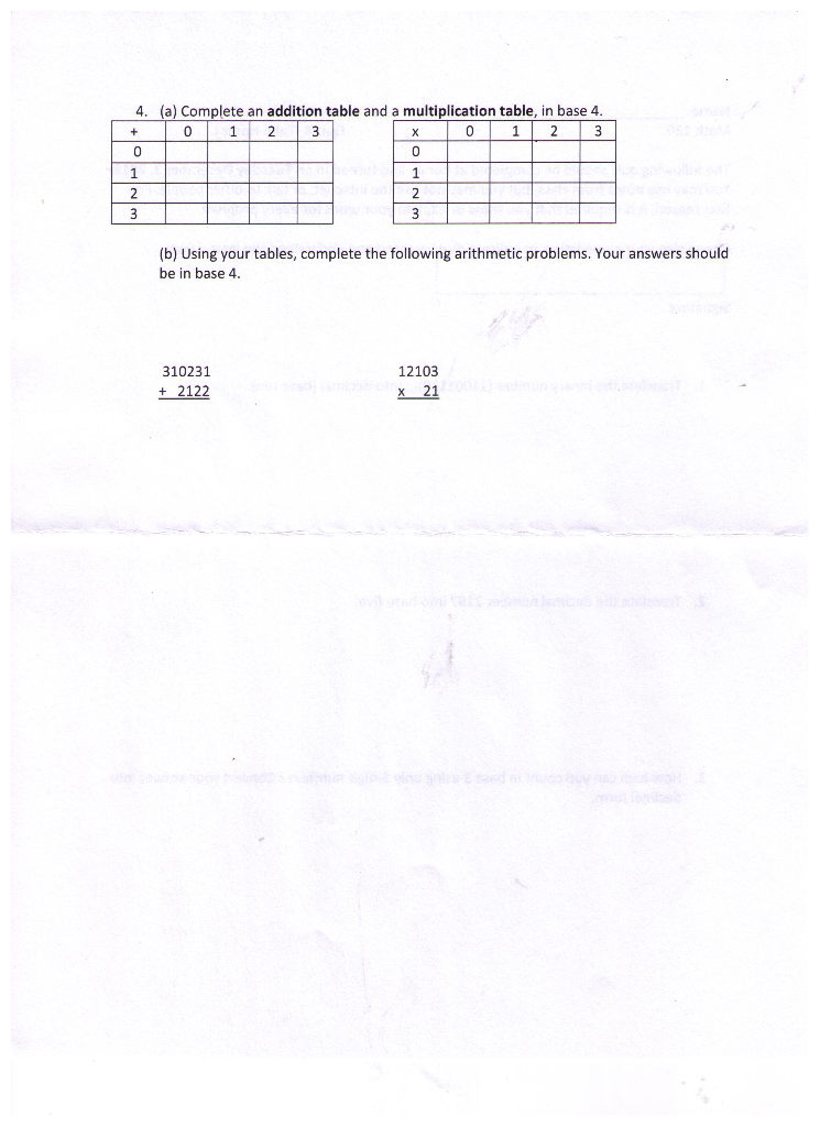 Solved 4. (a) Complete an addition table and a | Chegg.com
