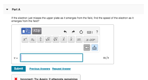 Solved Constants An electron is projected with an initial | Chegg.com
