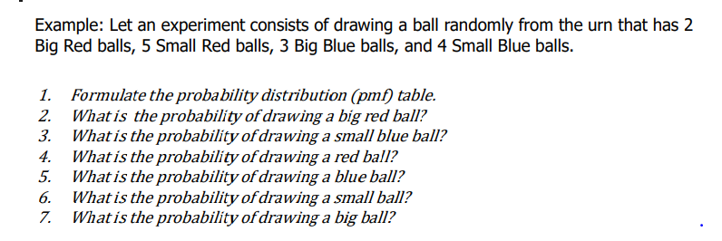 Solved Example: Let an experiment consists of drawing a ball | Chegg.com