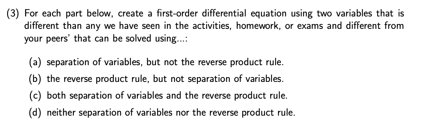 Solved (3) For each part below, create a first-order | Chegg.com