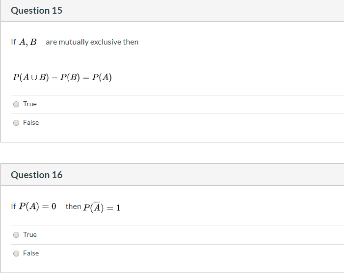 Solved Question 15 If A, B are mutually exclusive then | Chegg.com