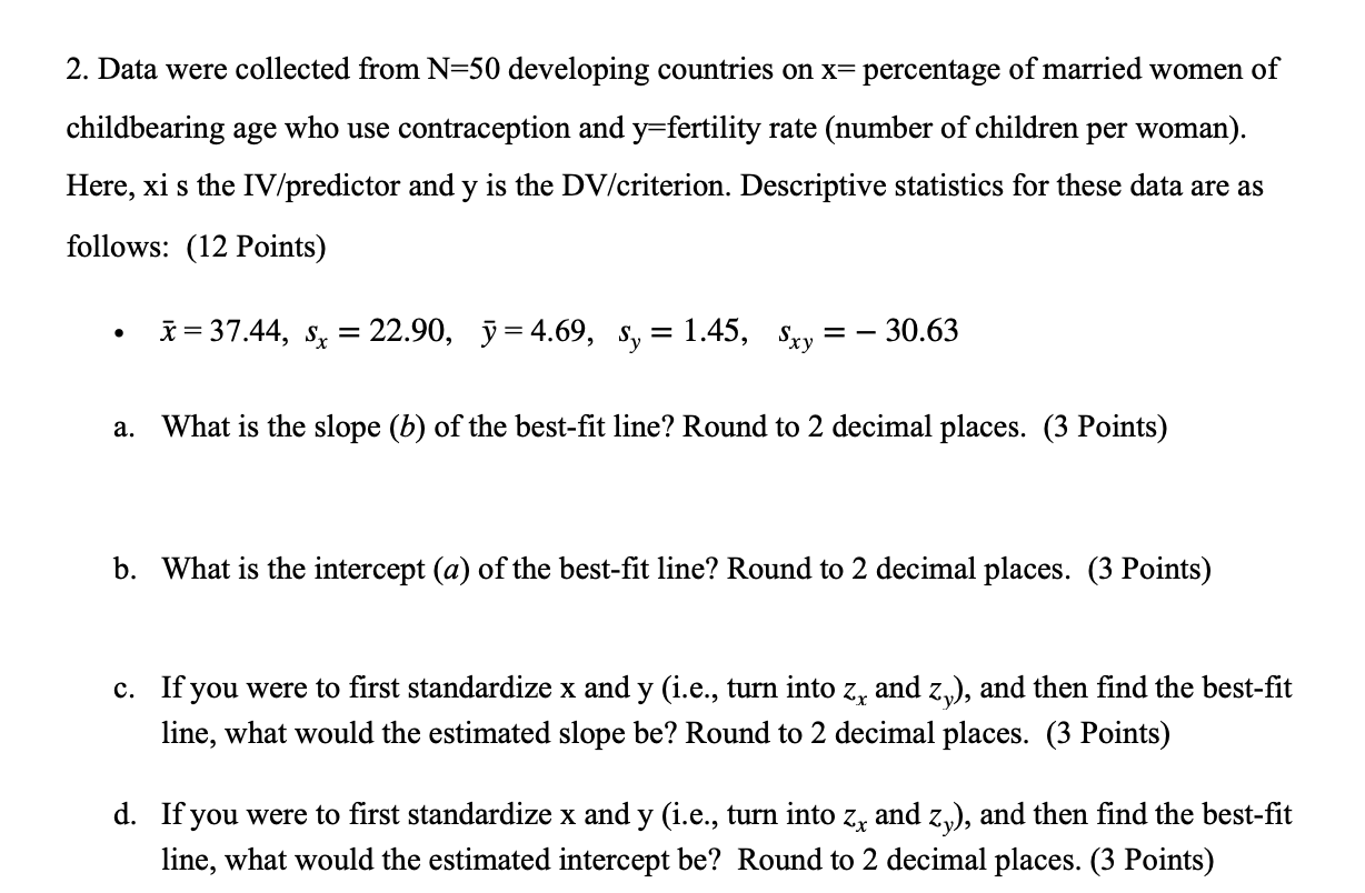 Solved Suppose you collect data on the relationship between | Chegg.com