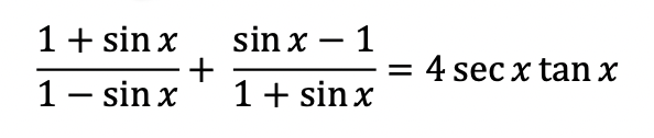 Solved 1−sinx1+sinx+1+sinxsinx−1=4 | Chegg.com