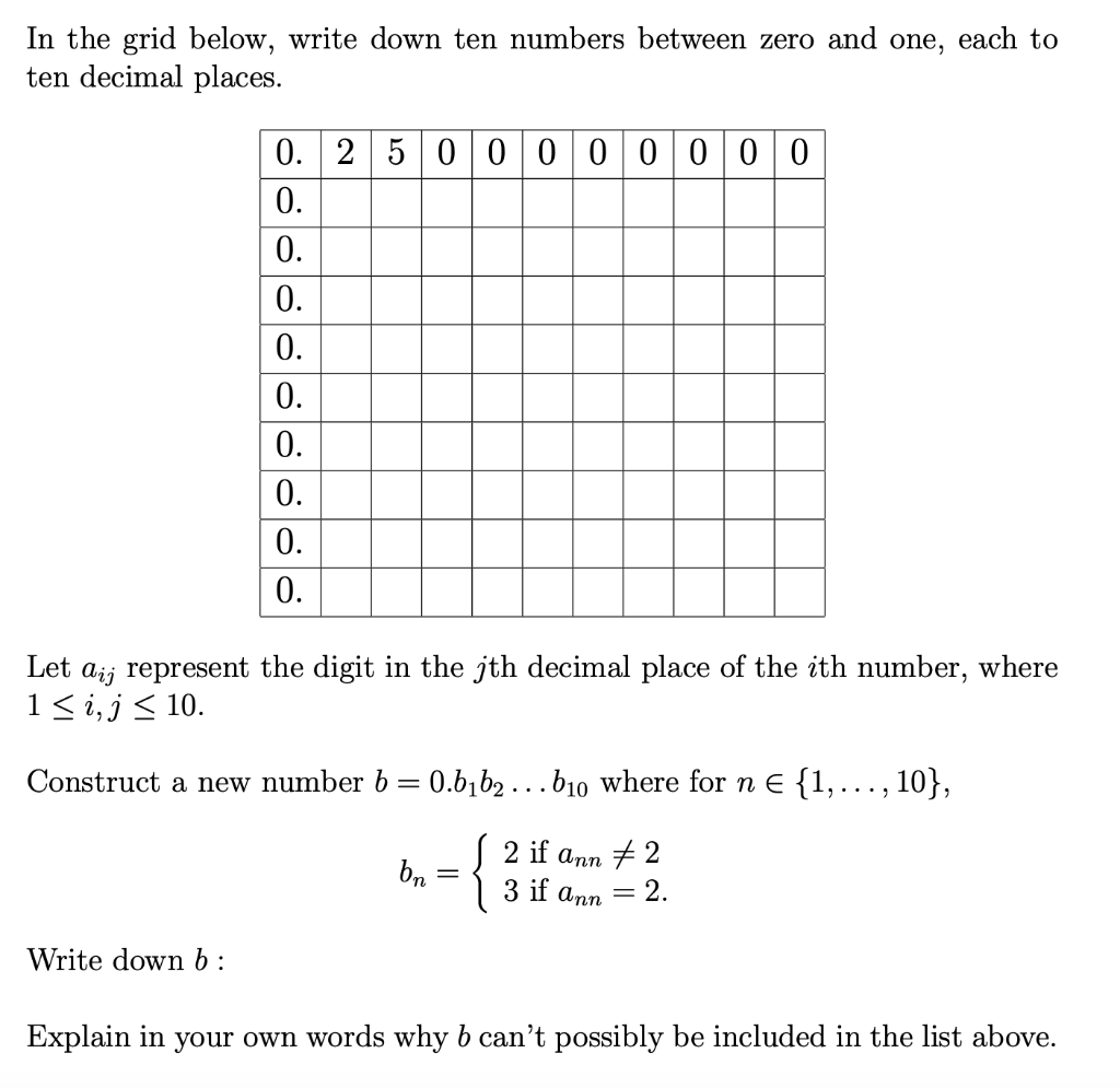 Solved In the grid below, write down ten numbers between | Chegg.com