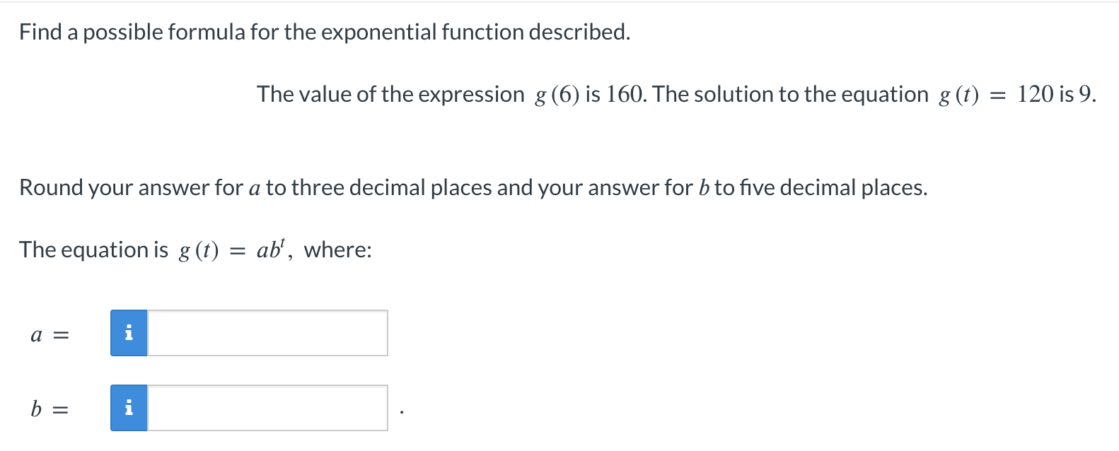 Solved Find a possible formula for the exponential function | Chegg.com
