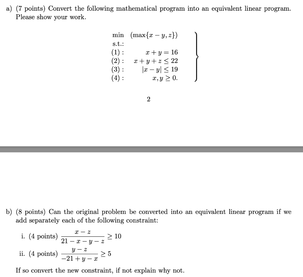 Solved a) (7 points) Convert the following mathematical | Chegg.com Solved a) (7 points) Convert the following mathematical | Chegg.com