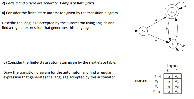 Solved 2) Parts a and b here are separate. Complete both | Chegg.com