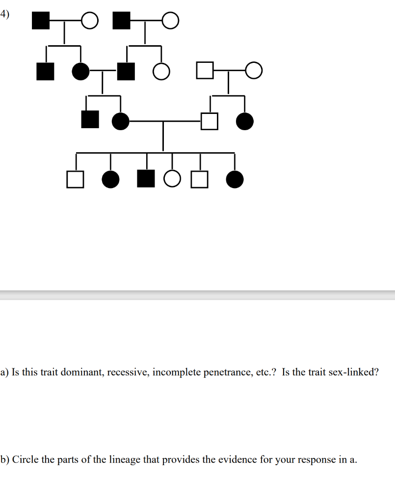 Solved a) Is this trait dominant, recessive, incomplete | Chegg.com