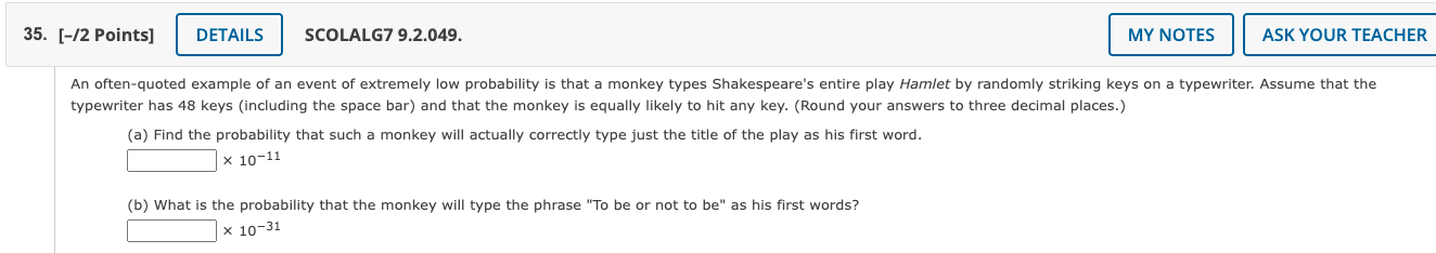 Solved 35. [-/2 Points] DETAILS SCOLALG7 9.2.049. MY NOTES | Chegg.com