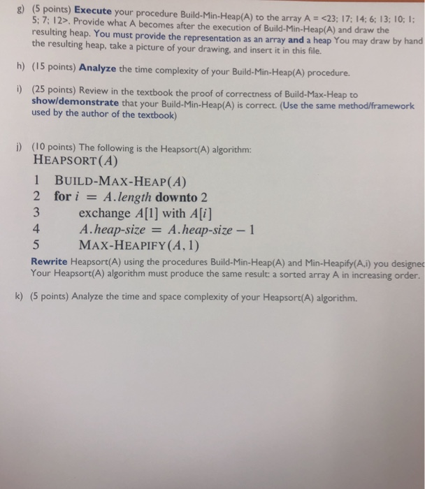Solved Problem 100 Points Design Heapsort Using A Min Heap 2008