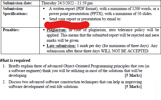Solved Submission date: Submission Specifications: Thursday | Chegg.com