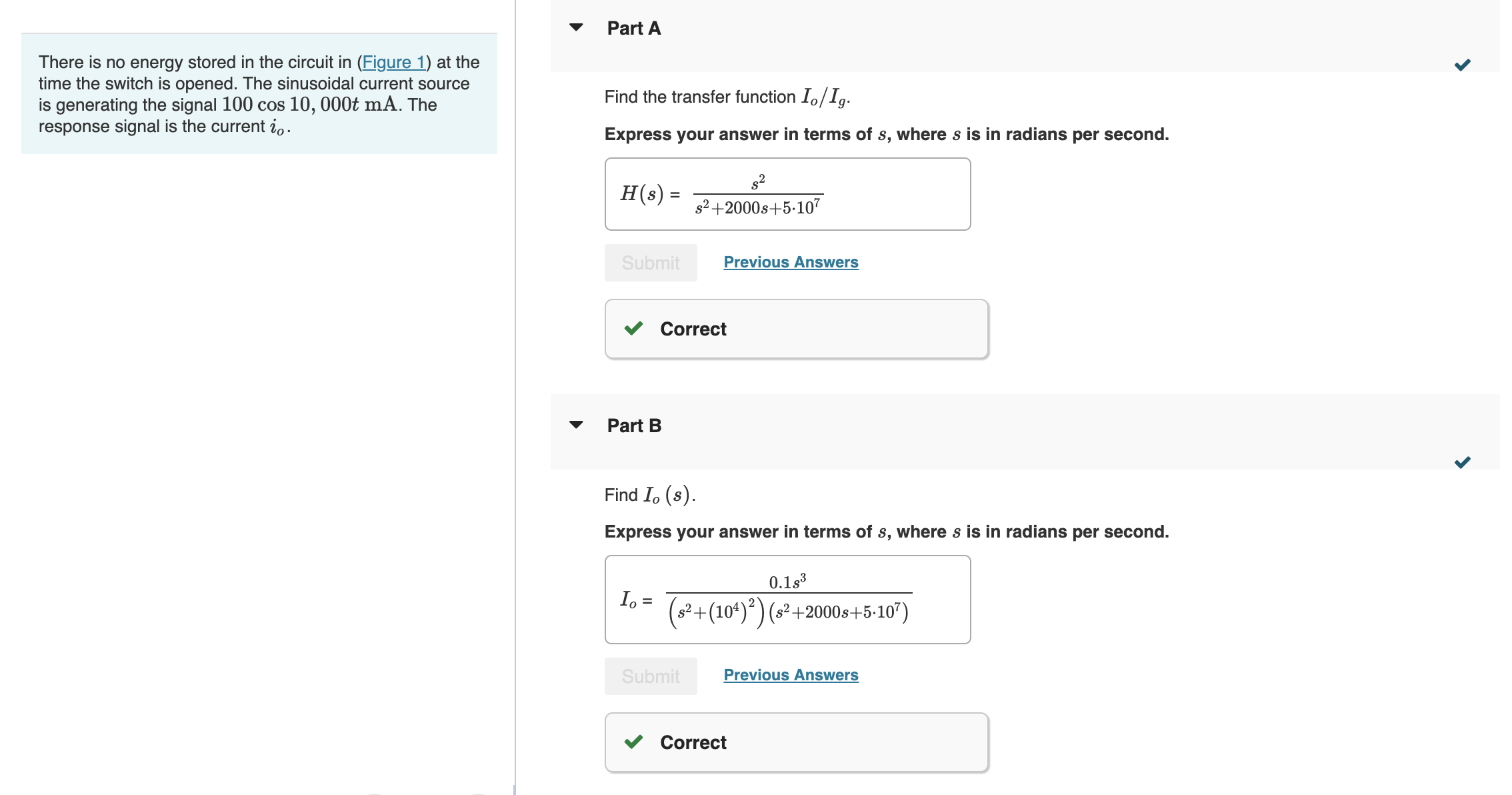 Solved There is no energy stored in the circuit in (Figure | Chegg.com