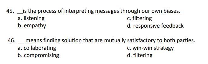 Solved 45. is the process of interpreting messages through | Chegg.com