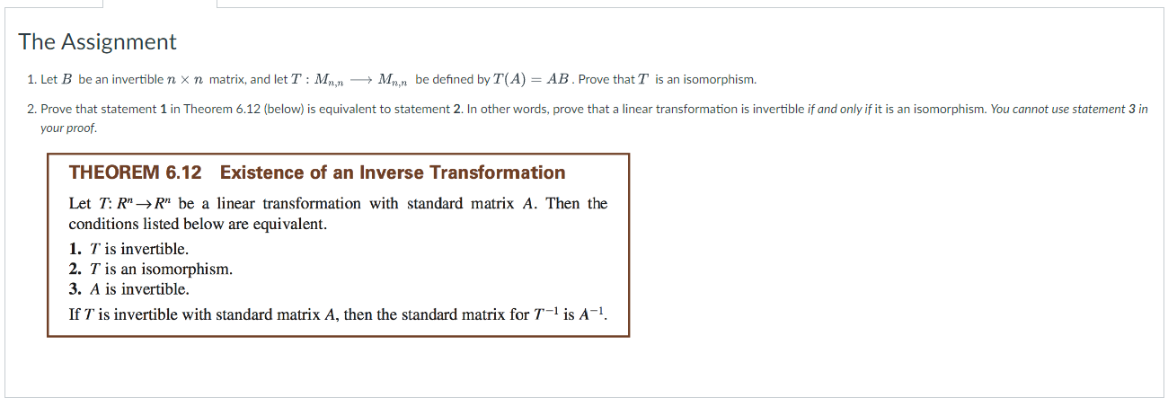 Solved 1 Let B Be An Invertible N×n Matrix And Let 