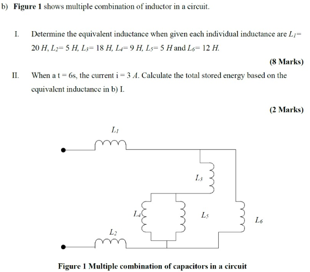 Solved b) Figure 1 shows multiple combination of inductor in | Chegg.com