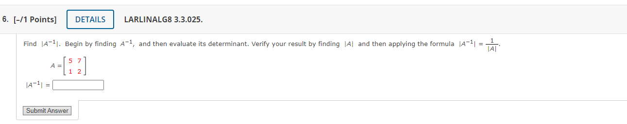 Solved 6. [-/1 Points] DETAILS LARLINALG8 3.3.025. Find | Chegg.com