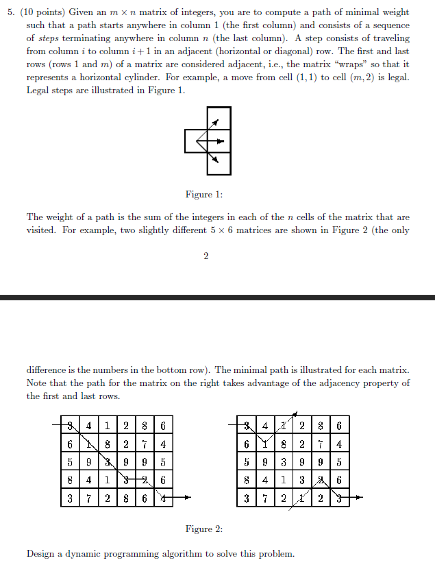 5. (10 points) Given an m×n matrix of integers, you | Chegg.com