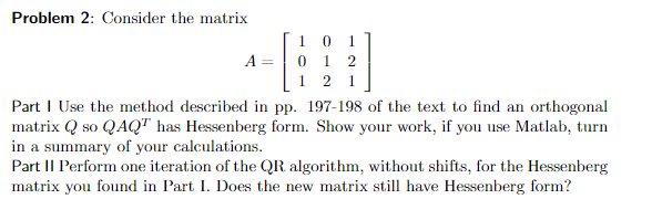 Solved Lecture 26. Reduction to Hessenberg or Tridiagonal | Chegg.com