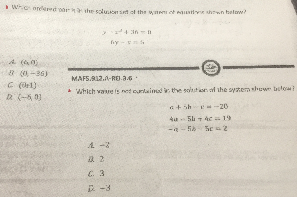 Solved e W hich ordered pair is in the solution set of the | Chegg.com