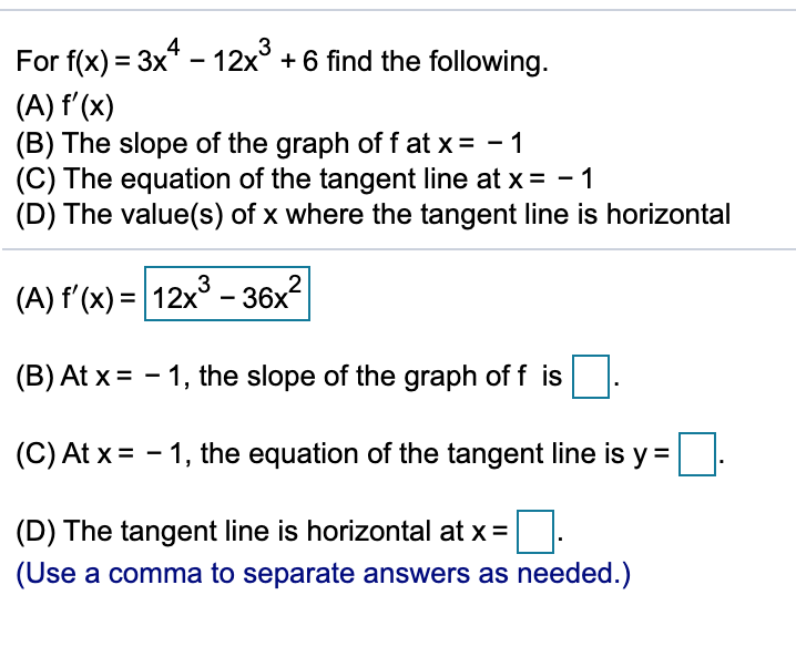 Solved For f(x) = 3x4 - 12x3 + 6 find the following. (A) | Chegg.com
