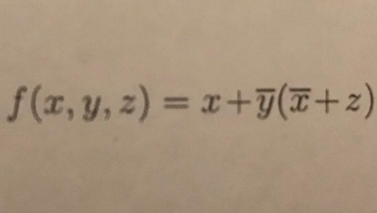 Solved Discrete Math Find the sum of products expansion of | Chegg.com
