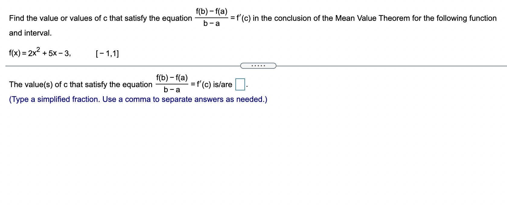 Solved Find the value or values of c that satisfy the | Chegg.com