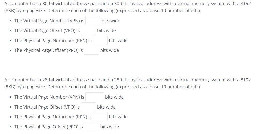 Solved A computer has a 30-bit virtual address space and a | Chegg.com