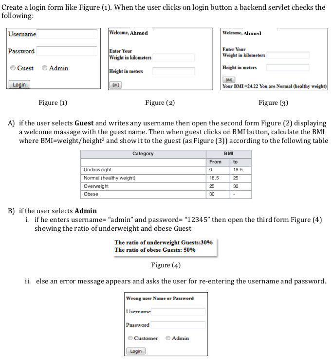 Solved Create a login form like Figure 1). When the user | Chegg.com