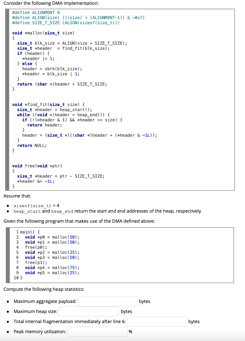 Solved Consider the following DMA implementation: #define | Chegg.com Solved Consider the following DMA implementation: #define | Chegg.com