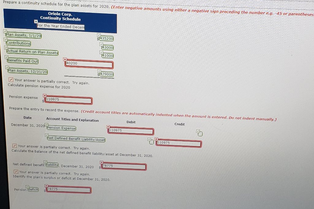 Solved Prepare a continuity schedule for the plan assets for | Chegg.com